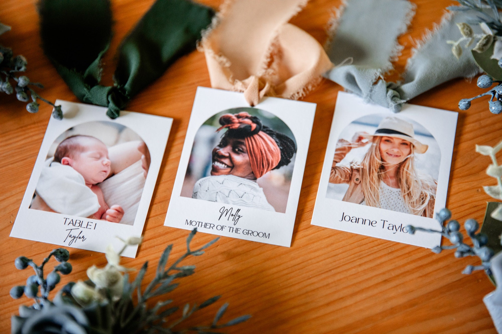 Wedding Place Cards With Photo, Photo Place Cards, Ribbon Place Cards ...