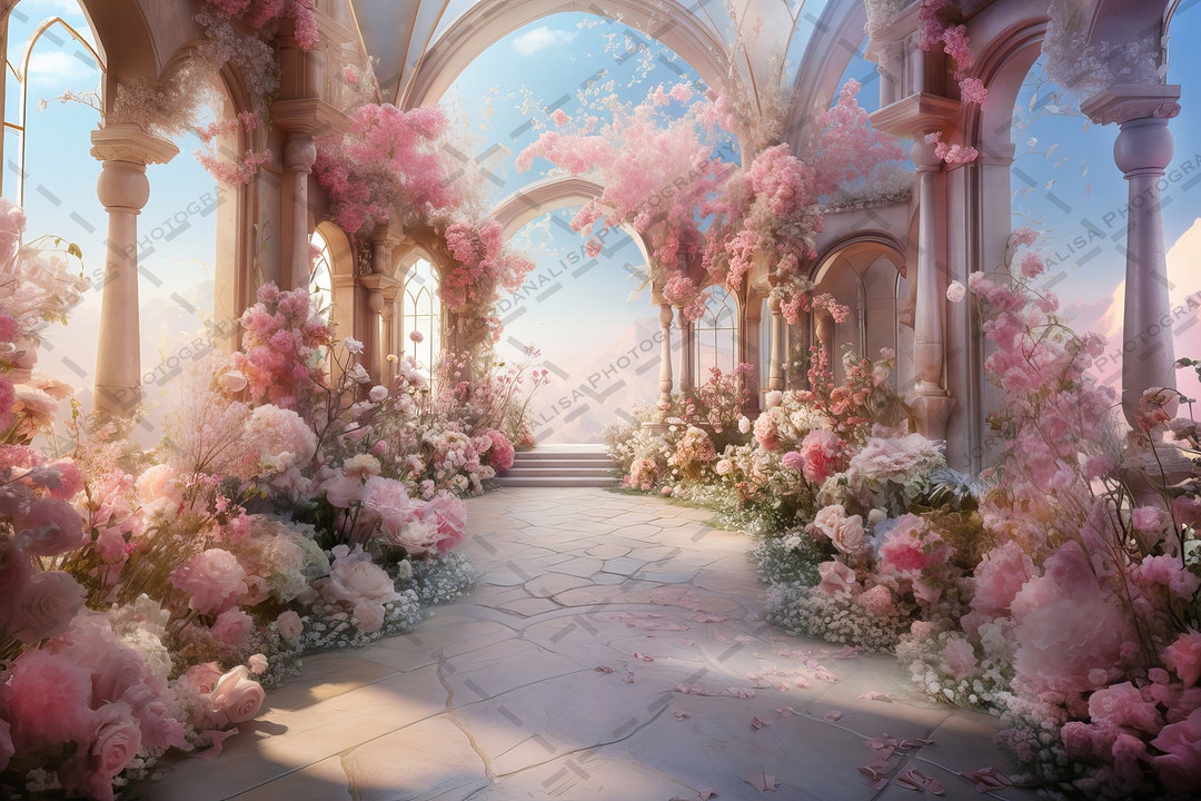 Fine Art Digital Backdrop Pink Castle Ruins Garden Fantasy - Etsy