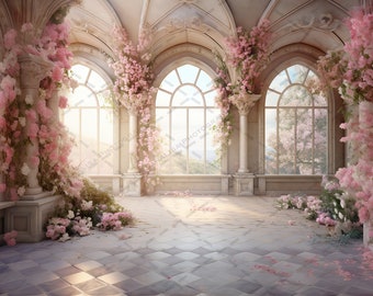 Fine Art Digital Backdrop Pink Castle Solarium Garden Fantasy Maternity ...