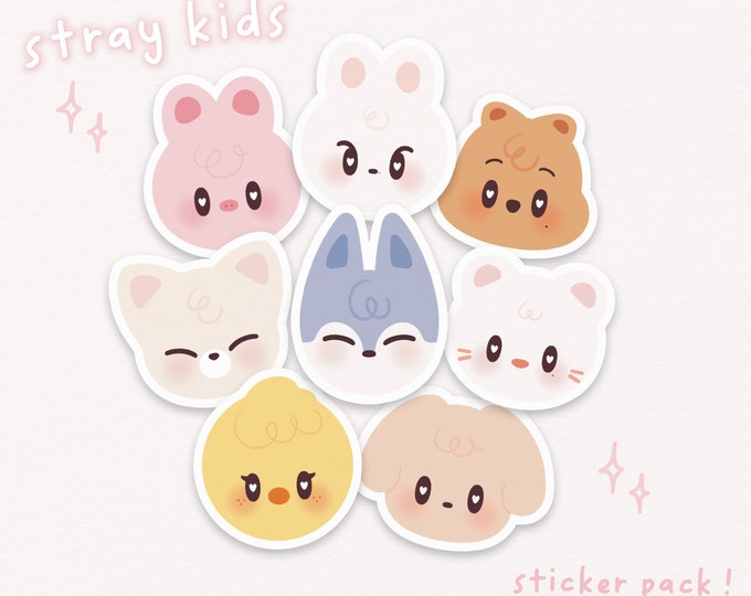 Stray Kids SZKOO Sticker Flakes 16 Flakes & SKZOO Heart Sticker Sheet k ...