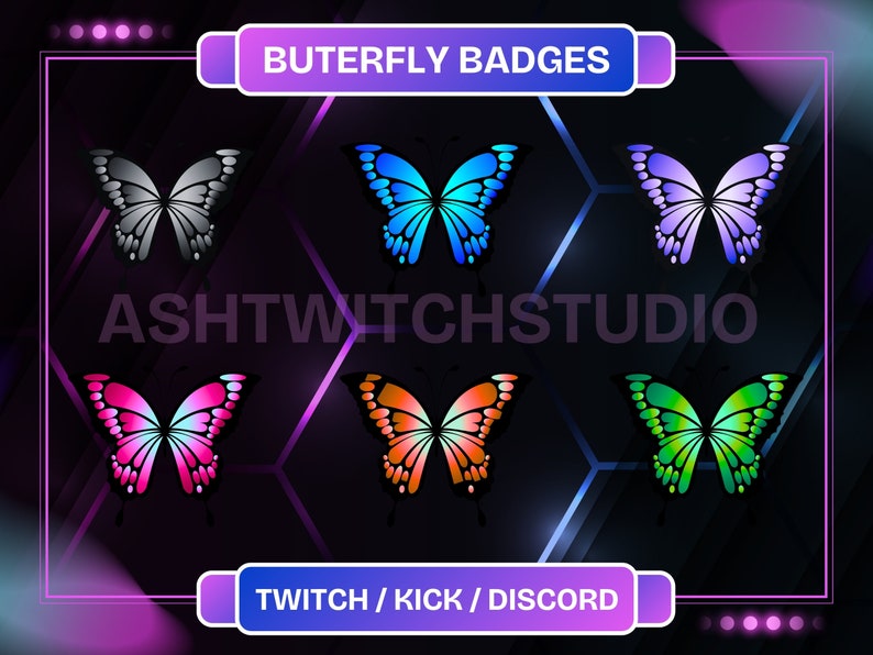 Butterfly Stream Badges for Twitch / Youtube / Discord Bit Badges ...