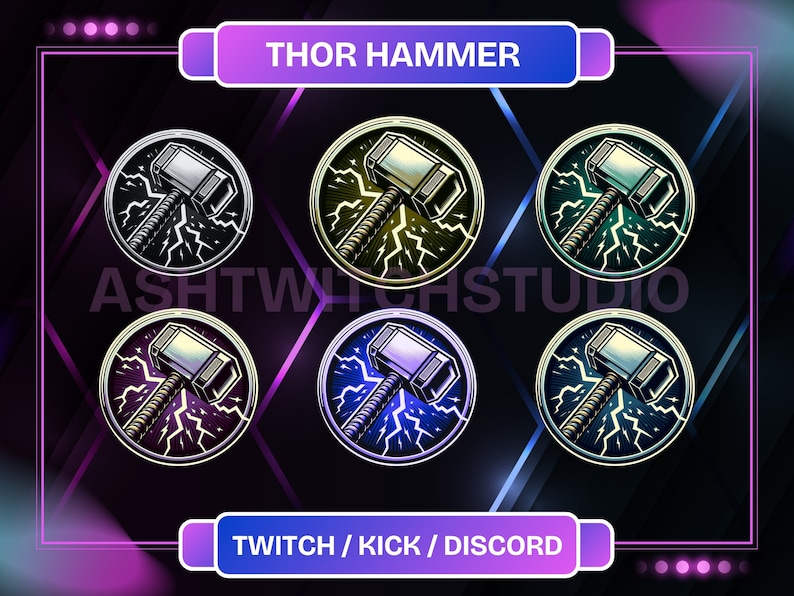 Pay-to-use Th-or Hammer Twitch Sub & Bit Badges: Twitch Graphics ...