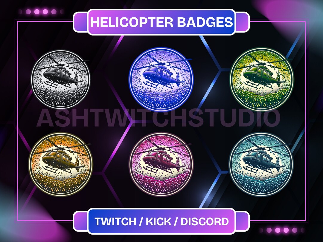 Helicopter Sub & Bit Badges Streamer Badges Twitch Graphics for ...
