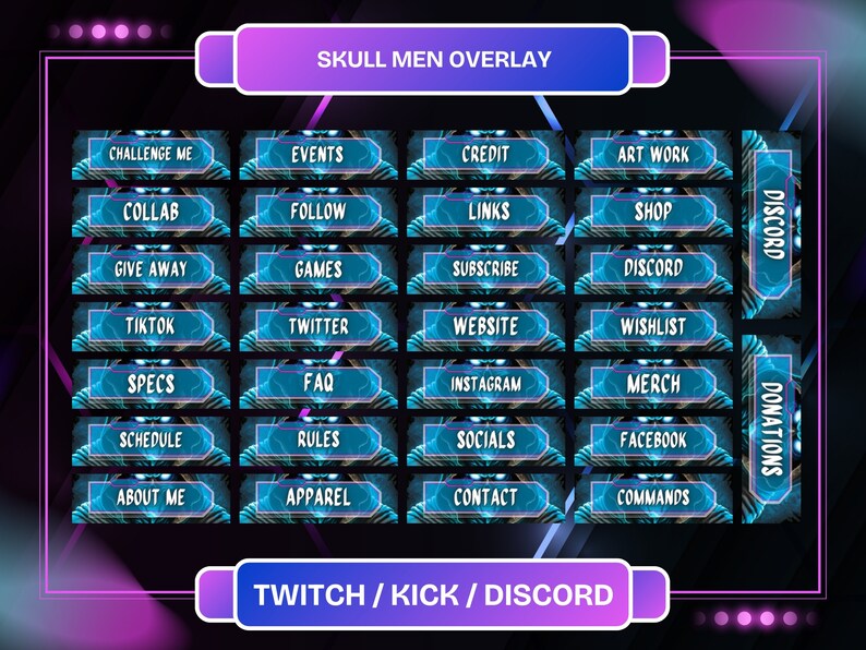 Skull Men Twitch Overlay Bundle - Anime Theme for Twitch | Stream ...