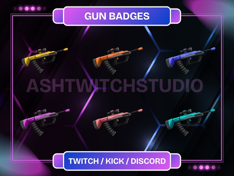 Gun Sub or Bit Badges for Twitch, Discord, Youtube | Weapon and Cartoon ...