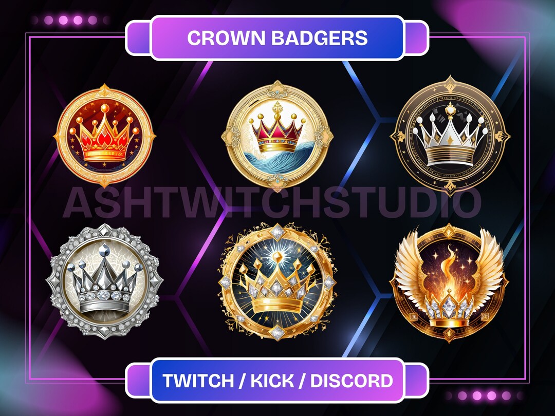 Crown Twitch Sub/bit Badges (twitch) | Stream Badges | Twitch Graphics ...