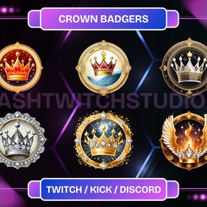 Crown Twitch Sub/bit Badges (twitch) | Stream Badges | Twitch Graphics ...