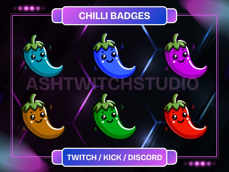 Twitch Chilli Sub Badges | Instant Download | Spicy Badges | Static ...