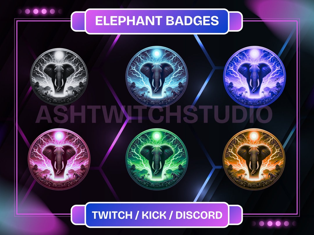 Elephant Twitch Badges | Stream Sub & Bit Badges | Cute Bit Badges ...