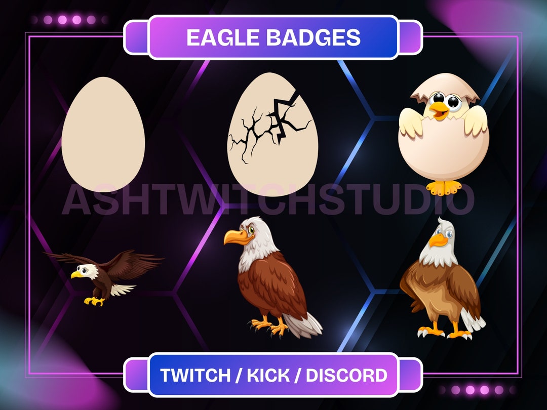 6 Eagle Sub & Bits Badges for Twitch Stream Discord Youtube Kick Bird ...