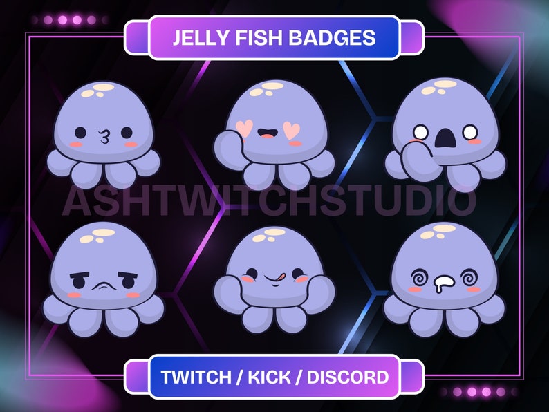 Static Jelly Fish Emotes Streamer Emotes Sea Creatures Emoji Twitch ...