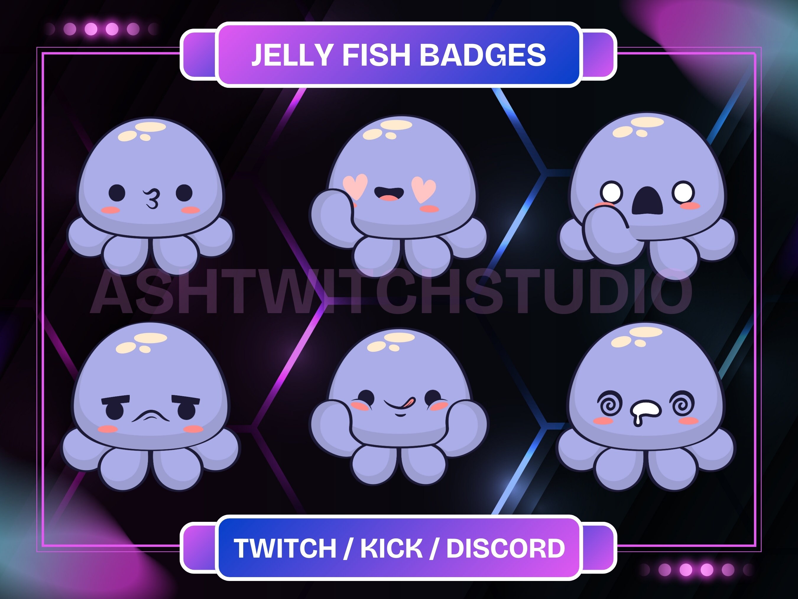 Static Jelly Fish Emotes Streamer Emotes Sea Creatures Emoji Twitch ...