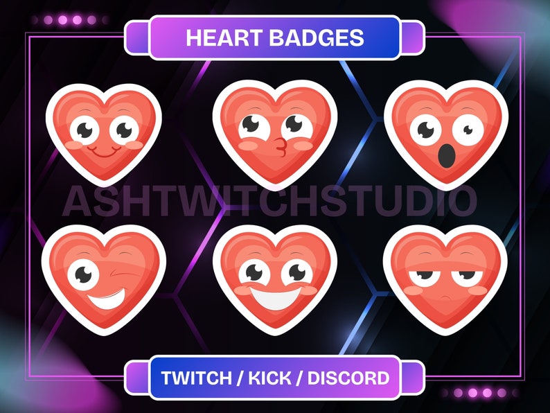 Heart Emotes Bundle: 6 Emotes for Twitch & Discord Includes Twitch ...