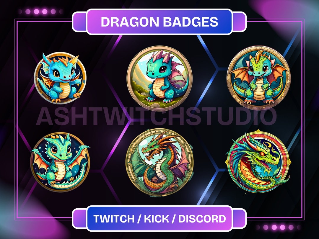 Dragon Sub Badges | Twitch Badges | Animal Sub Badges | Cute Badges ...
