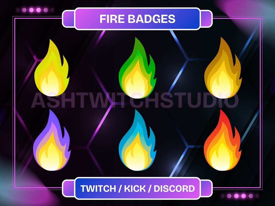 Fire Sub/bit Badges Discord Role Badges Twitch Discord Youtube Flame ...