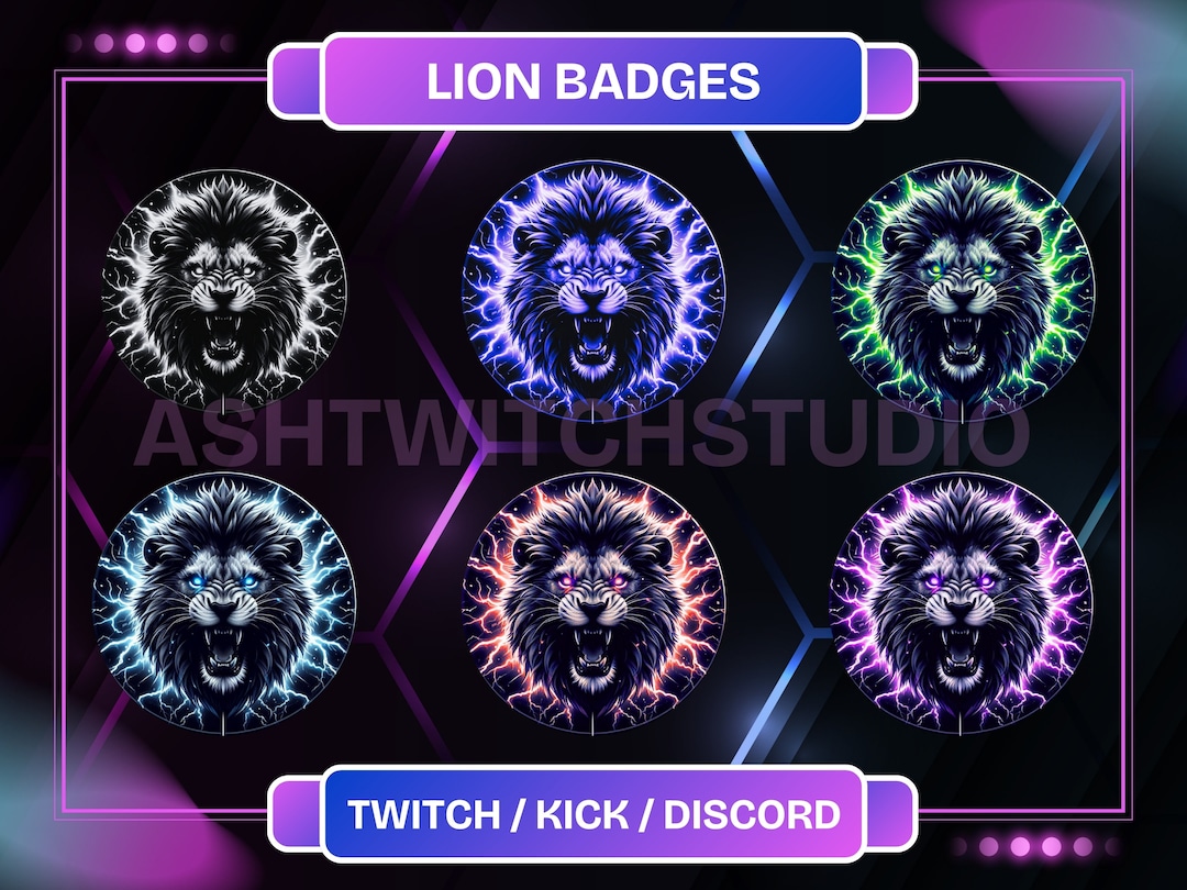 Lion Badges | Twitch Bit/sub Badges | Instant Download | Pre-made Stream Graphics for Streamers ...