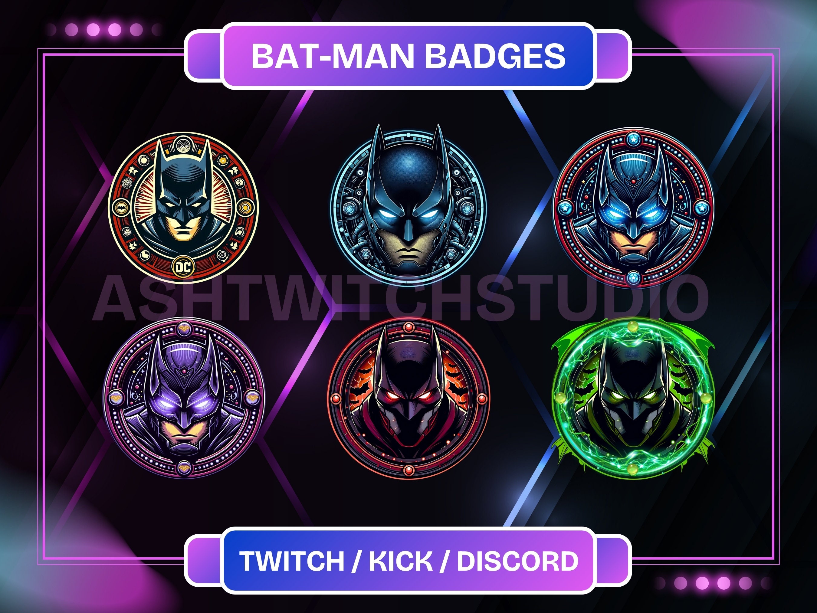 6 Sub/bit Twitch Badges | Bat-man | Instant Download | Anime Badges ...