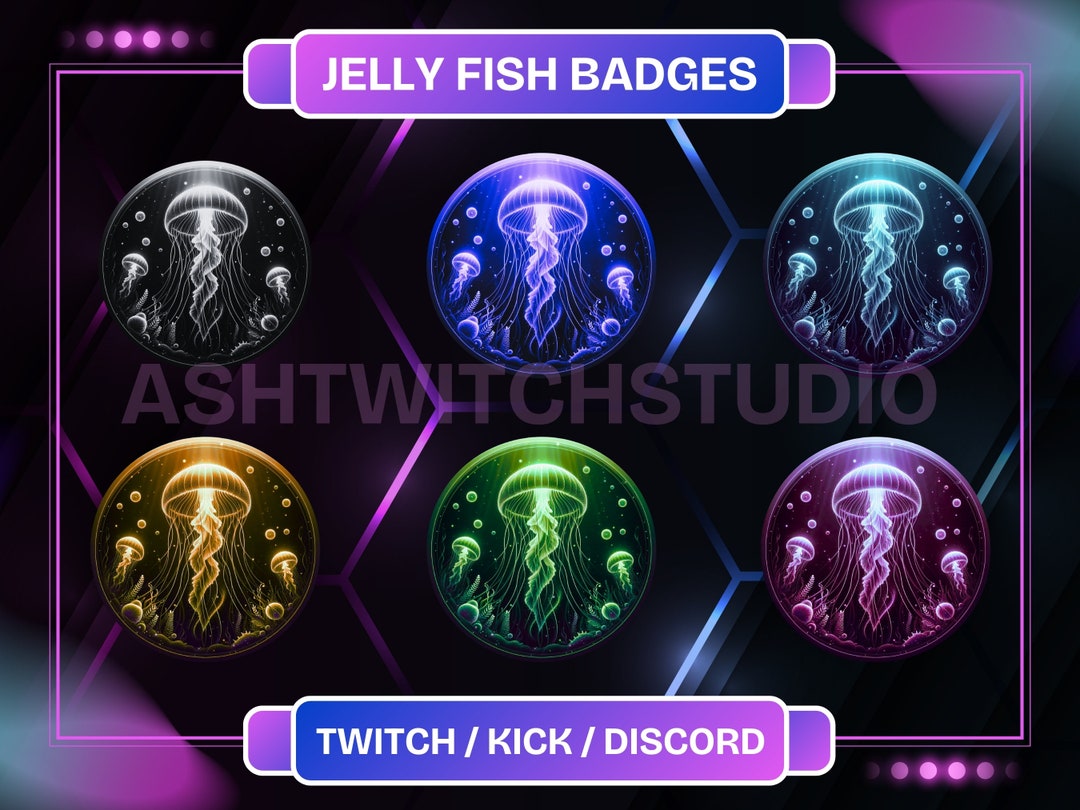 Jelly Fish Twitch Sub Badges | Stream Sub & Bit Badges | Sea Creatures ...