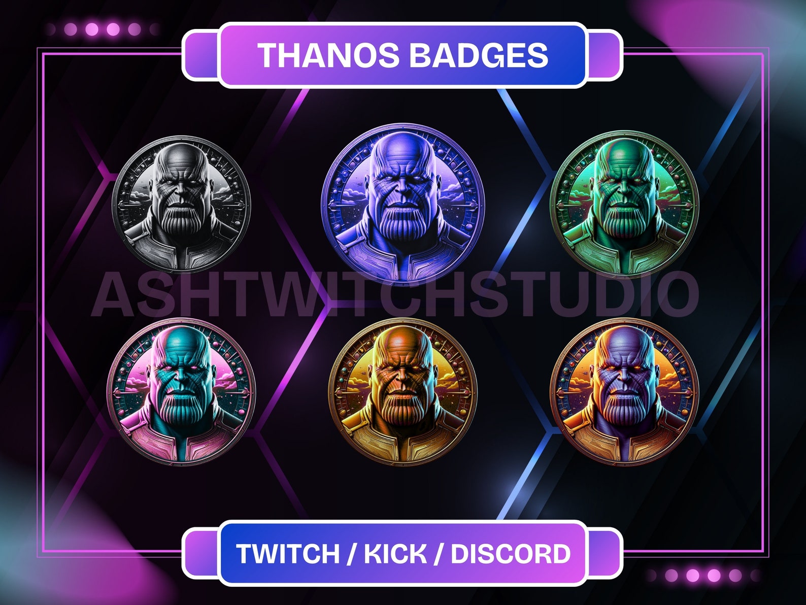 6x Thanos Twitch Subscriber Badges Anime-inspired Twitch Badges Cute ...