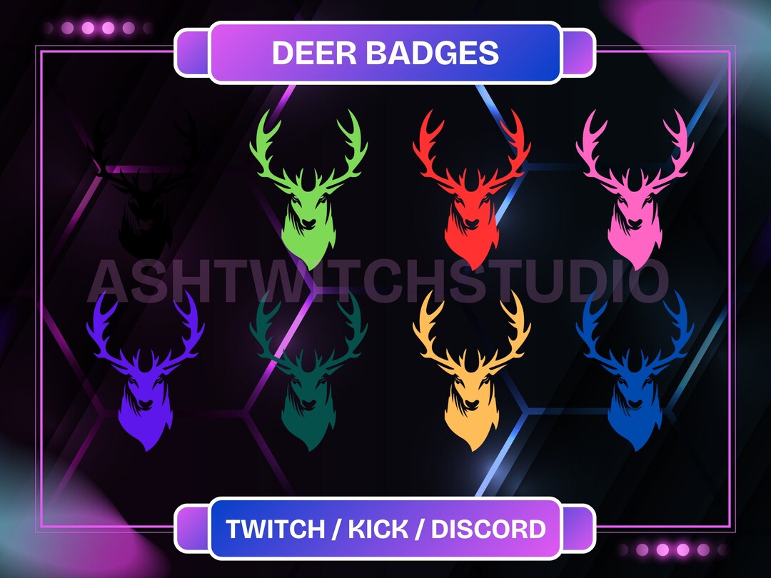 8 Twitch Deer Sub Badges Bit Badges Cartoon Badges Animal Badges Stream ...