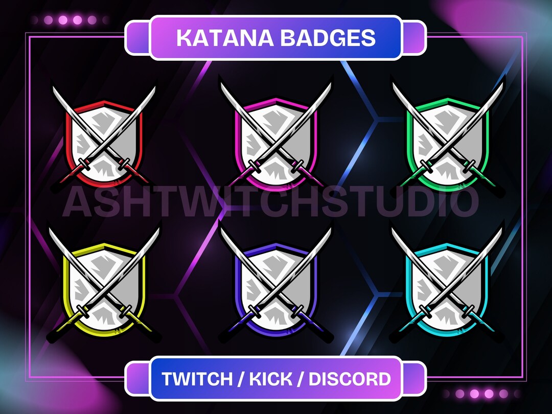 Katana-themed Badge Set (6x) for Twitch/youtube/discord | Bit Icons ...