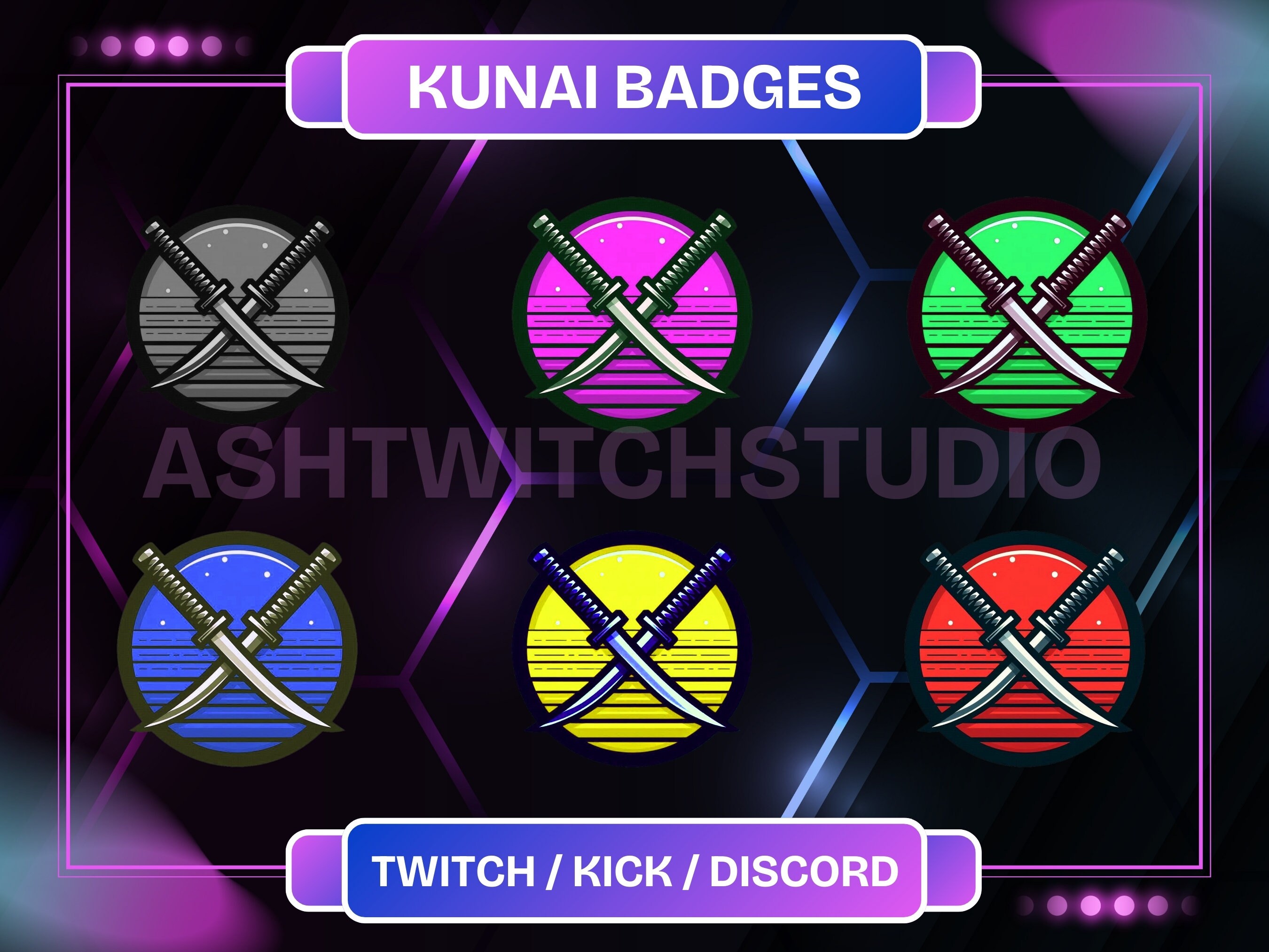 Kunai Badges Cute Twitch Sub Badges / Bit Badges Katana Badges Icons ...