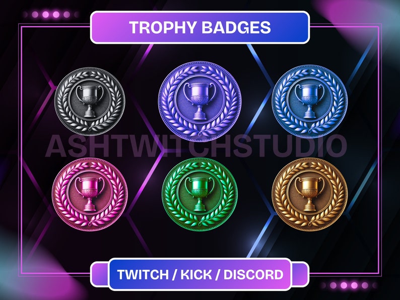 Set of 6 Trophy Sub Badges for Twitch/youtube/discord Exclusive Twitch ...