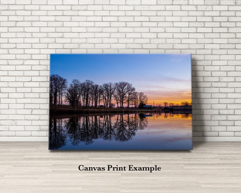 Sunset Photography Print with Tree Reflection in Lake Nature | Etsy