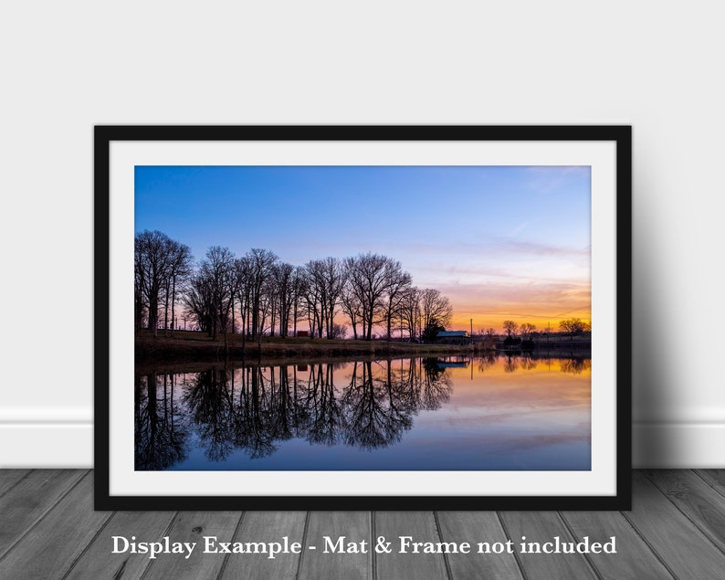 Sunset Photography Print With Tree Reflection in Lake Nature - Etsy