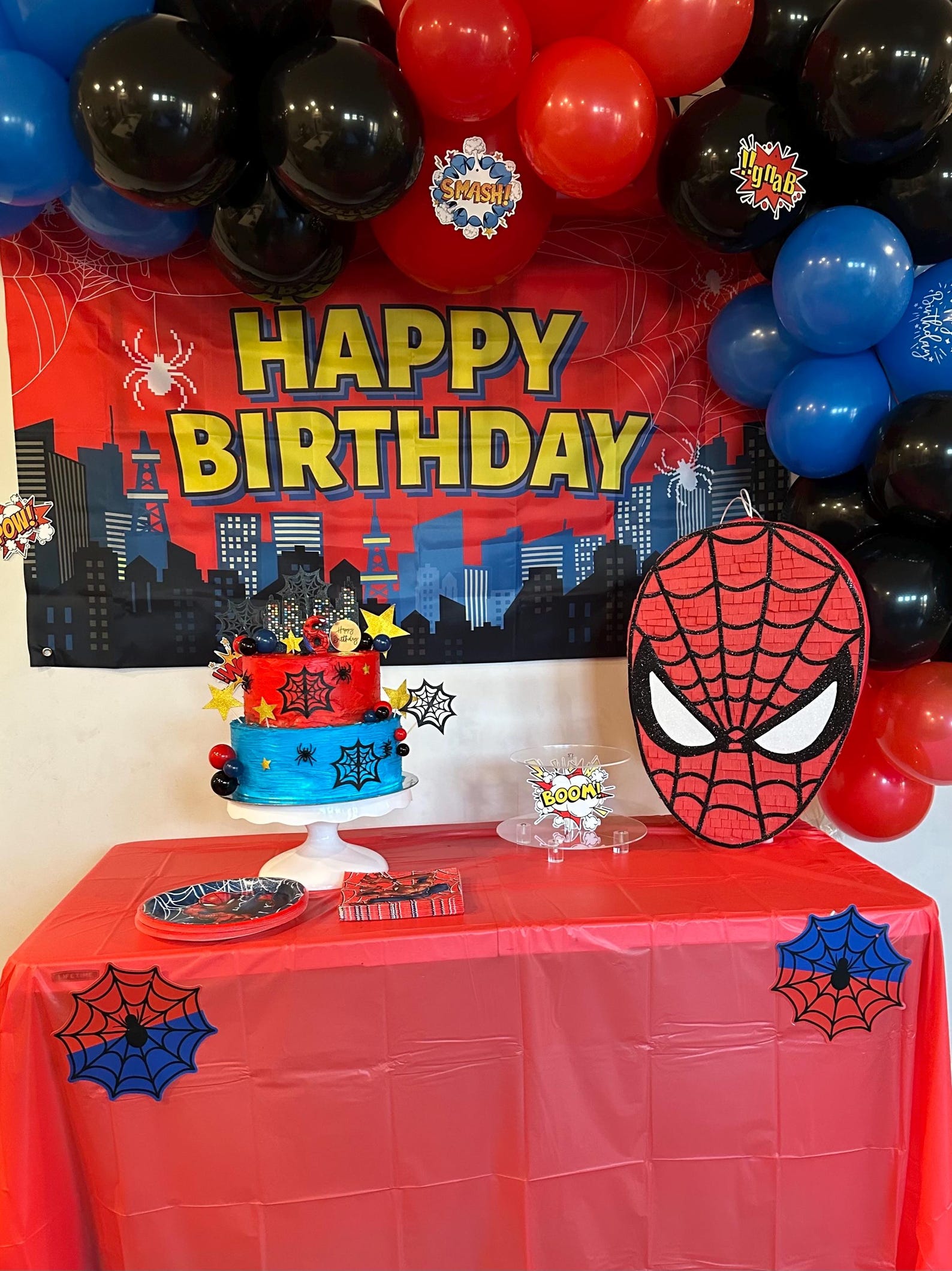 Handmade Spider Superhero Piñata | Red & Black Party Decoration ...
