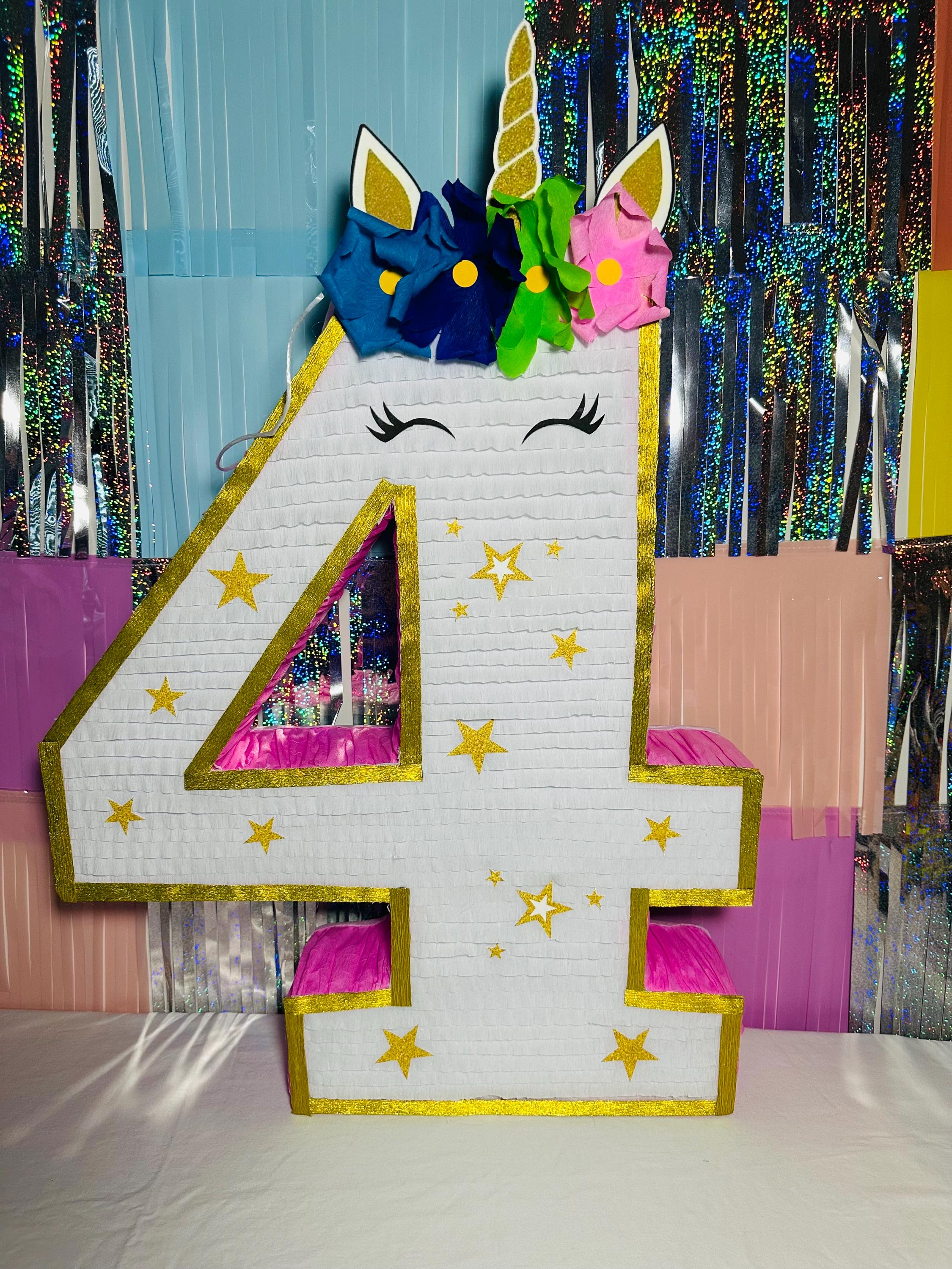 Unicorn Themed Piñata Number Four. - Etsy