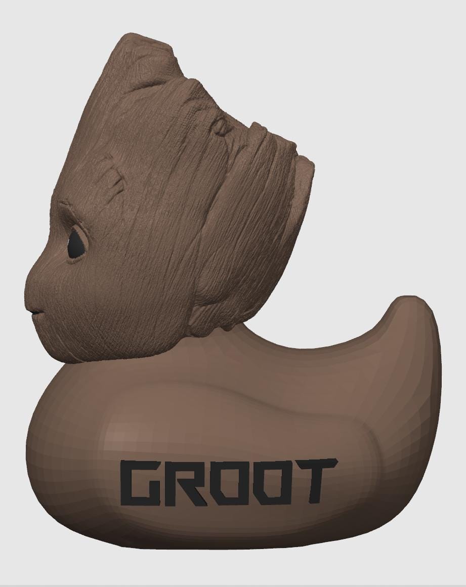 3D Printed Groot Inspired Dash Duck, Jeepin' Ducks, Cruising Ducks, 3D ...