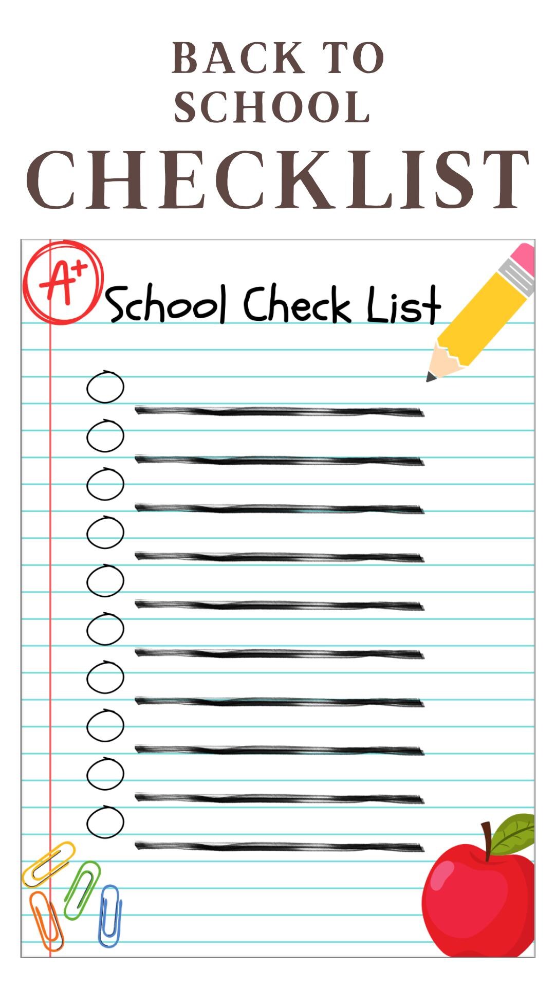 Back to School Check List - Etsy