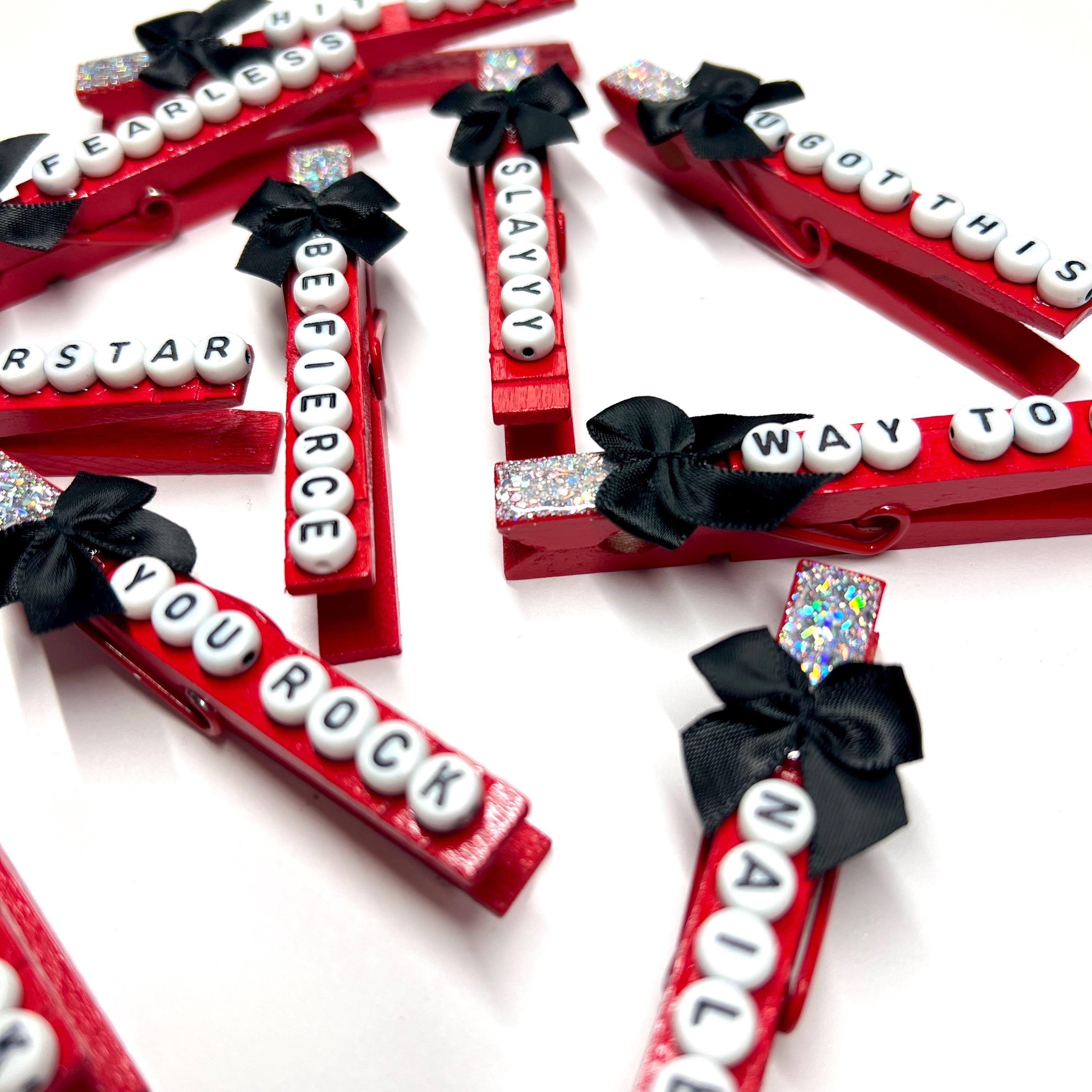 RED CHEER SPIRIT | 10 Glitter Cheer Pins, Team Spirit Pins, Good Luck ...