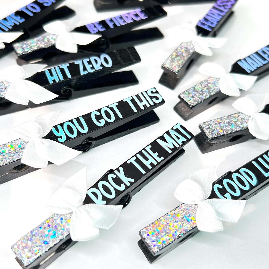IRIDESCENT HOLO CONFETTI | 10 Glitter Cheer Pins, Team Spirit Pins ...