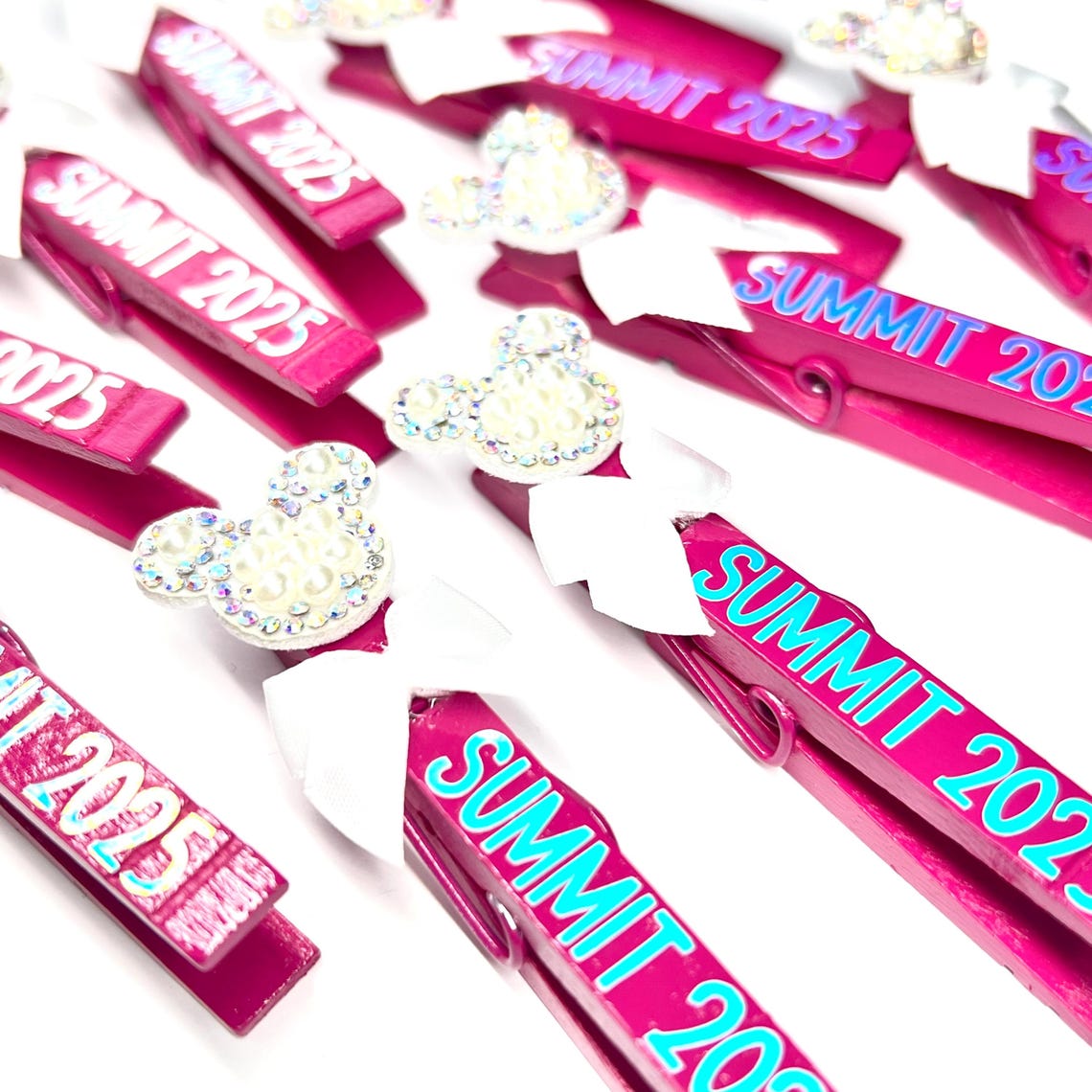 SUMMIT 2025 10 Pink and Iridescent Cheer Pins, Team Spirit Pins, Good ...