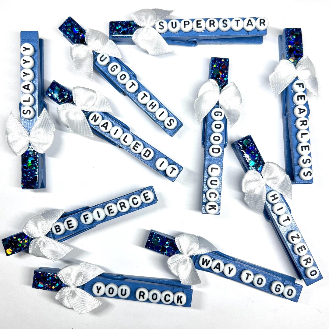 BLUE CONFETTI 10 Glitter Cheer Pins, Team Spirit Pins, Good Luck Cheer Pin, Cheer Competition ...