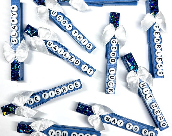 BLUE CONFETTI 10 Glitter Cheer Pins, Team Spirit Pins, Good Luck Cheer ...