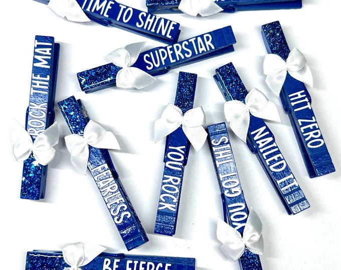 BLUE CHEER SPIRIT | 10 Glitter Cheer Pins, Team Spirit Pins, Good Luck ...