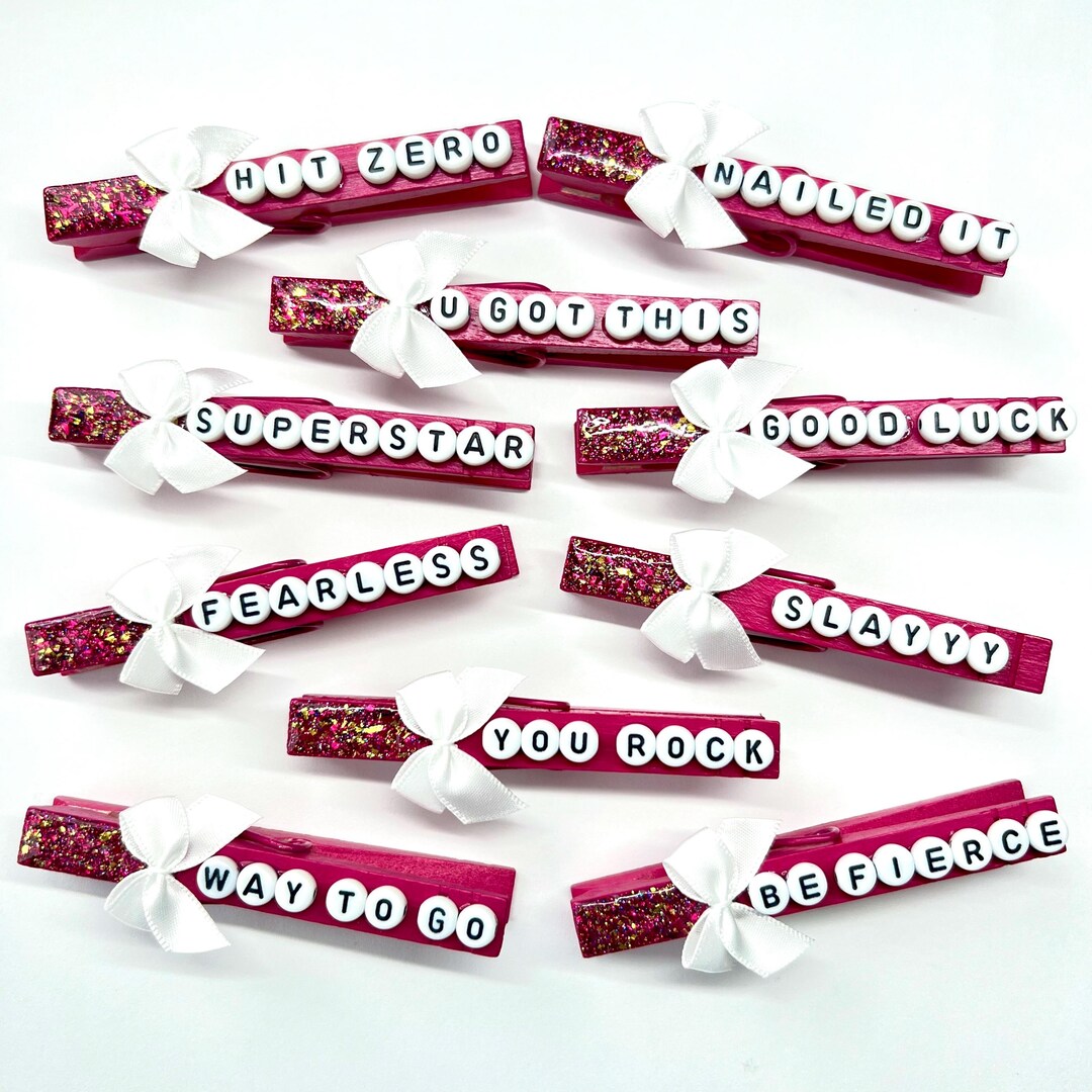 MAGENTA GOLD CONFETTI | 10 Glitter Cheer Pins, Team Spirit Pins, Good ...