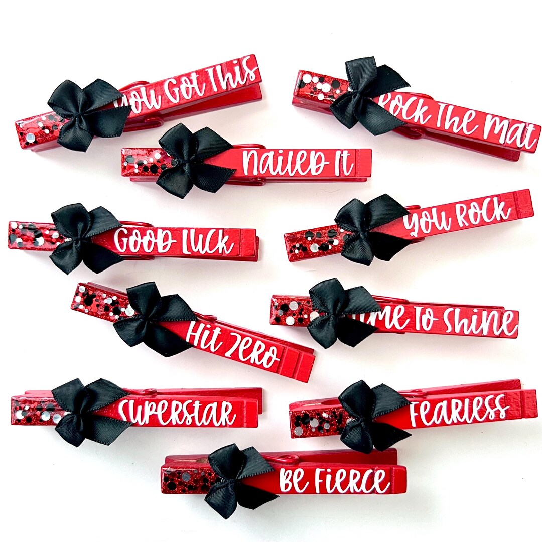 RED & BLACK CONFETTI | 10 Glitter Cheer Pins, Team Spirit Pins, Good ...