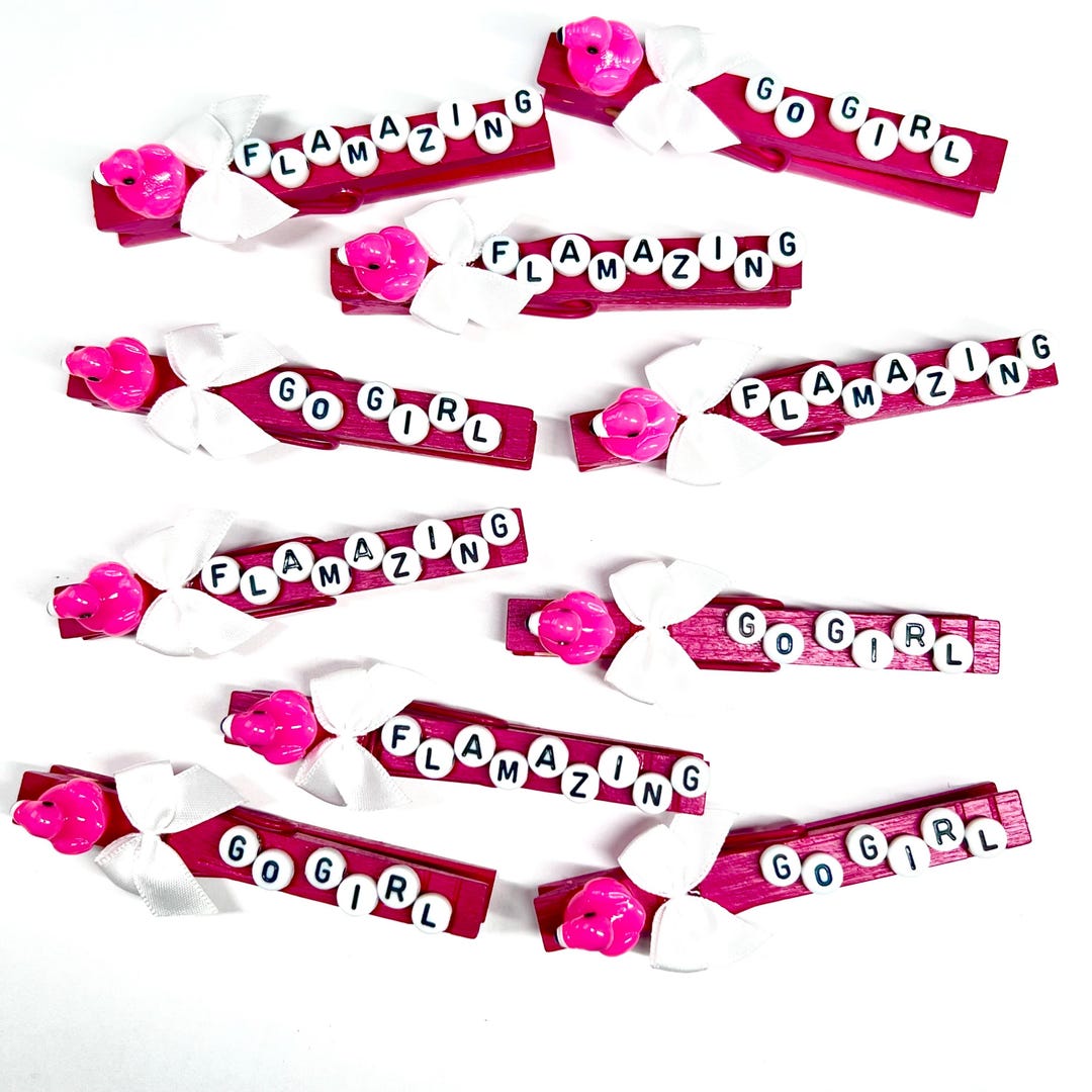 PINK FLAMINGO | 10 Magenta Cheer Pins, Team Spirit Pins, Good Luck ...