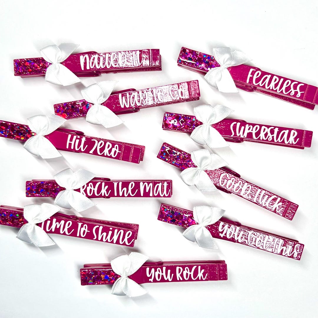 MAGENTA PINK CONFETTI | 10 Glitter Cheer Pins, Team Spirit Pins, Good ...