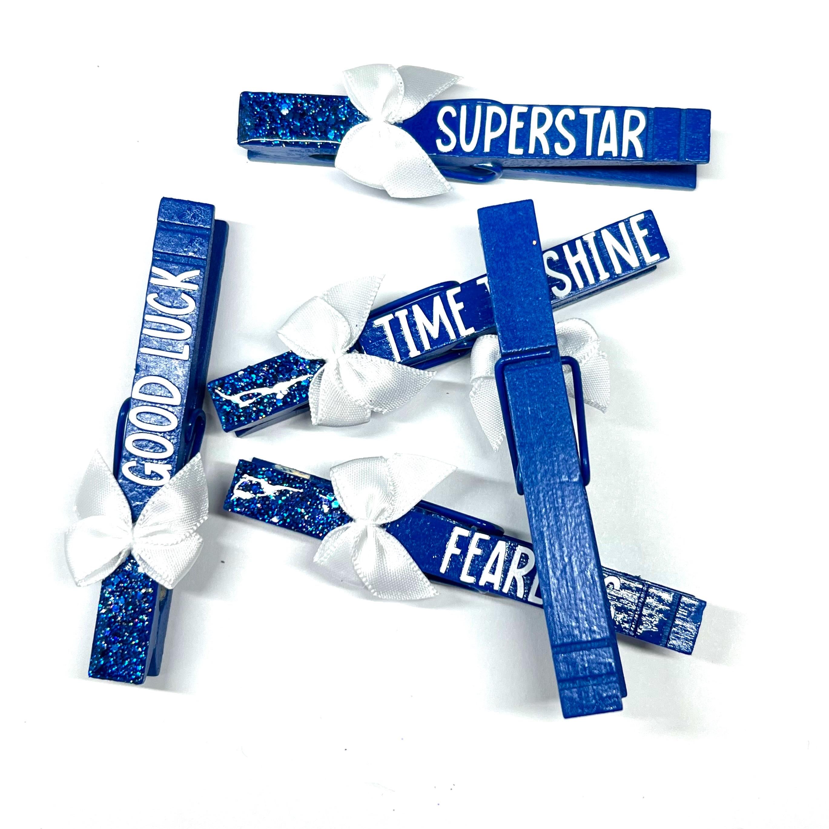 BLUE CHEER SPIRIT 10 Glitter Cheer Pins, Team Spirit Pins, Good Luck Cheer Pin, Cheer ...