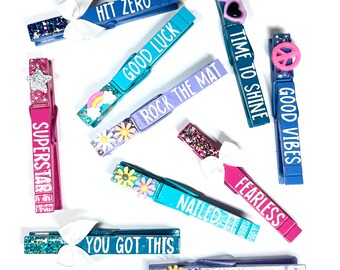 BLUE CONFETTI 10 Glitter Cheer Pins, Team Spirit Pins, Good Luck Cheer ...