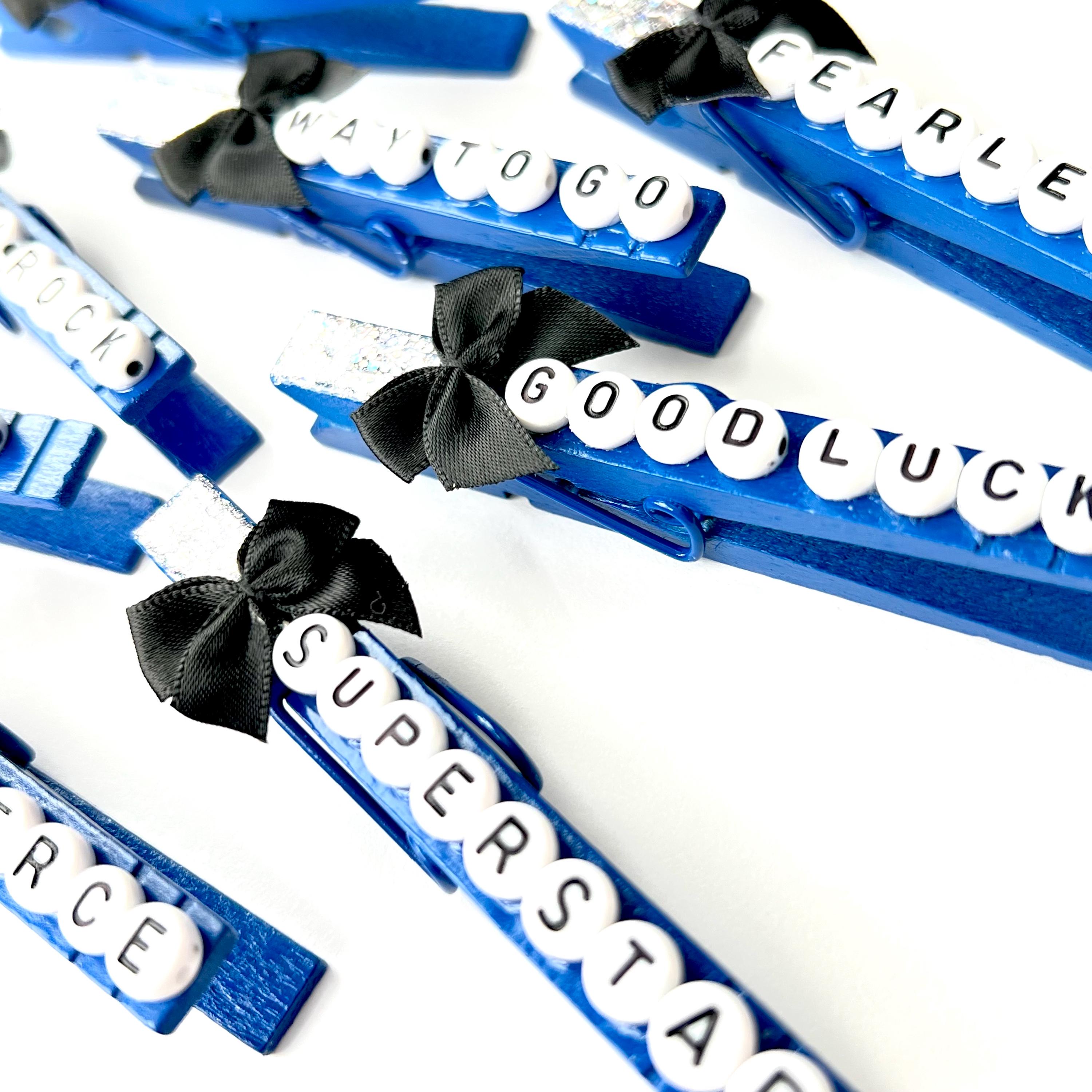 BLUE CHEER SPIRIT | 10 Glitter Cheer Pins, Team Spirit Pins, Good Luck ...