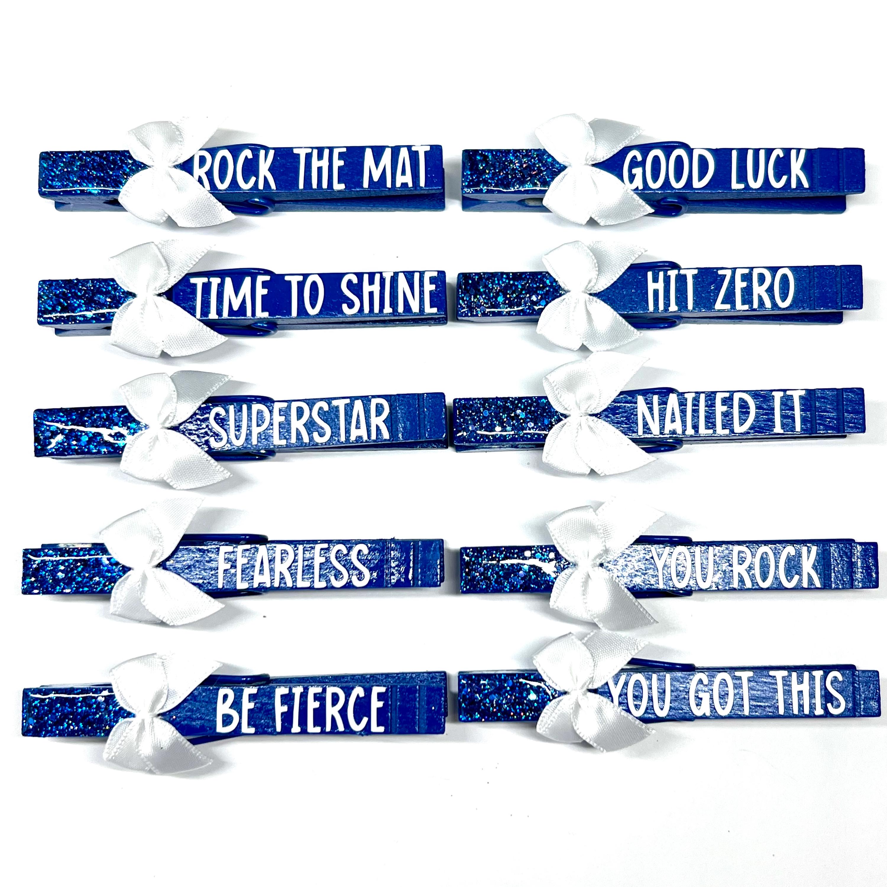 BLUE CHEER SPIRIT 10 Glitter Cheer Pins, Team Spirit Pins, Good Luck ...
