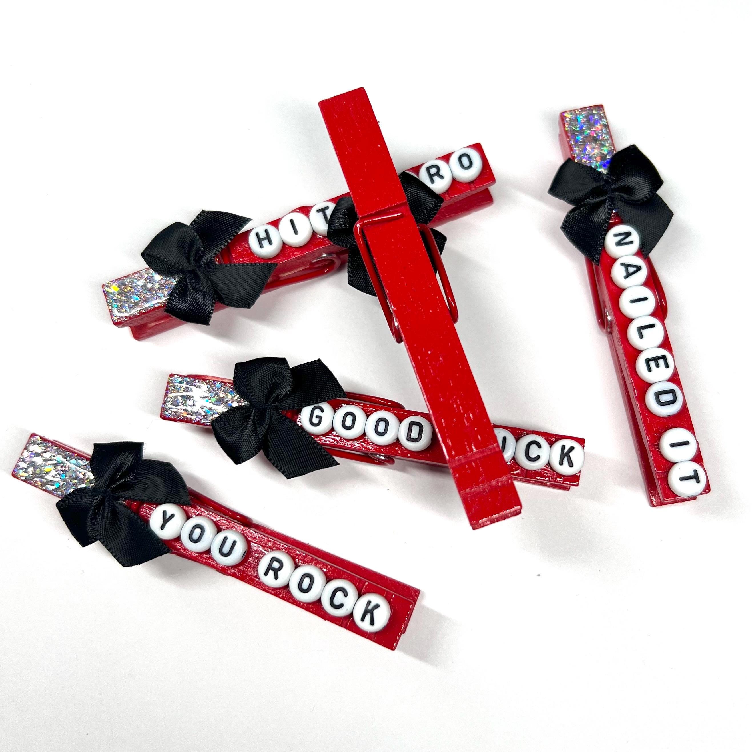 RED CHEER SPIRIT | 10 Glitter Cheer Pins, Team Spirit Pins, Good Luck ...