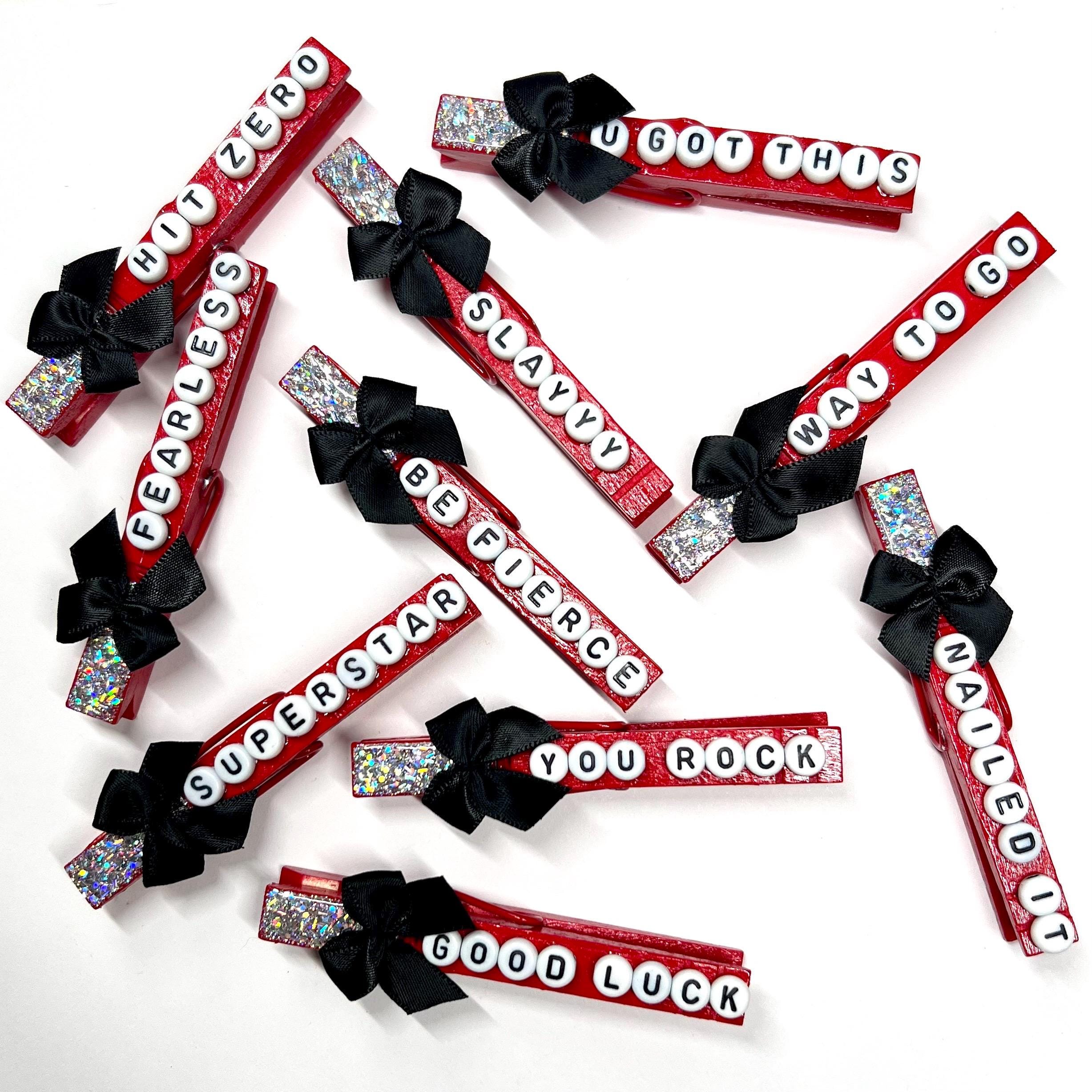 RED CHEER SPIRIT | 10 Glitter Cheer Pins, Team Spirit Pins, Good Luck ...