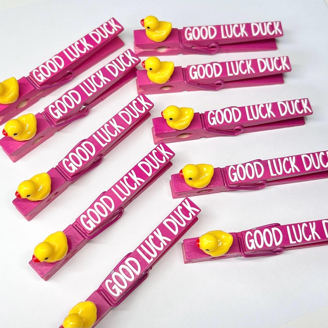 GOOD LUCK DUCK | 10 Pink Cheer Pins, Team Spirit Pins, Good Luck Cheer ...